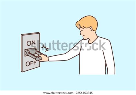 Man Uses Breaker Turn Off Electricity Stock Vector Royalty Free Shutterstock