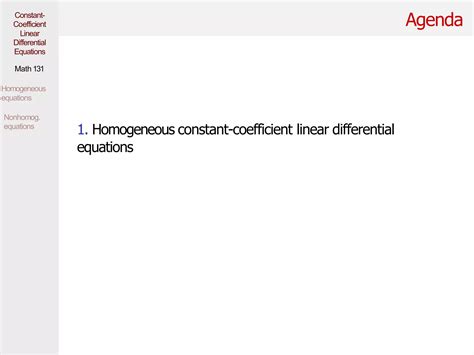Constant Coefficient Linear Differential Equations Pptx