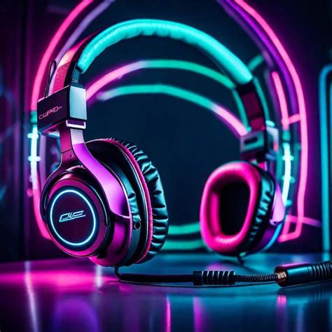 Premium AI Image | Cyberpunk Headphones in Pastel Neon Color