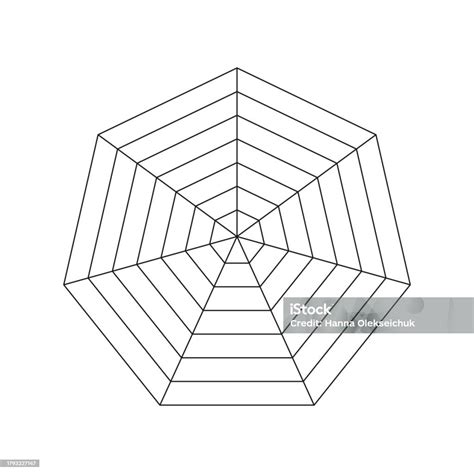 육각형 레이더 스파이더 다이어그램 템플릿입니다 칠각형 그래프입니다 평평한 거미 메쉬 통계 분석 다이어그램 빈 7면 레이더 차트 코칭 도구 벡터 그래픽 일러스트 레이 션입니다