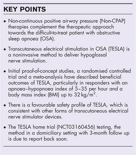 Transcutaneous Electrical Stimulation In Obstructive Sleep A Current Opinion In Pulmonary