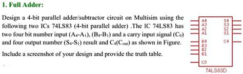 Solved Do The Substractor And The Truth Table 1full Adder Design A 4
