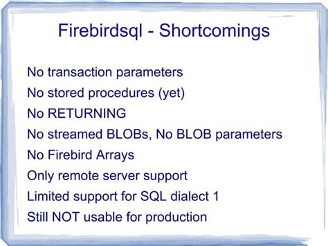 Firebird Python Drivers Current State And Future Odp Databases Computer Software And