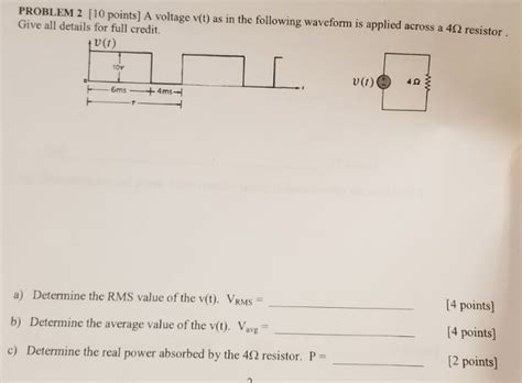Solved Problem 2 10 Points A Voltage Vt As In The