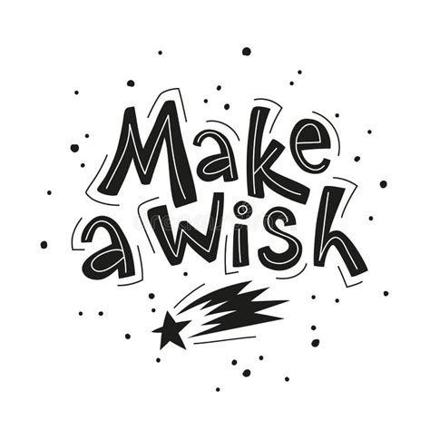 Make A Wish Lettering With A Falling Star Stock Vector Illustration