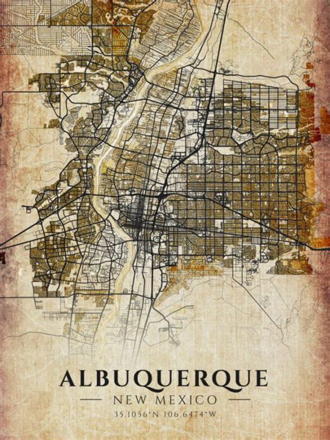 Albuquerque Antique Map Print Winter Museo