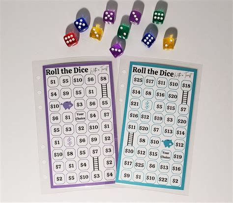 Roll The Dice Savings Challenge Game Fits A Budgeting Binders Cash