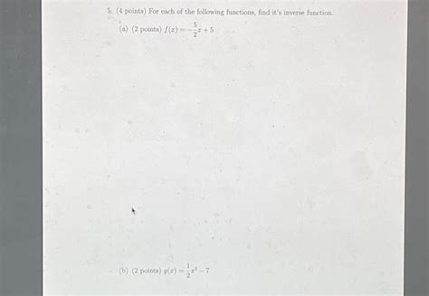 solved 5 4 points for each of the following functions