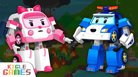 구급차 엠버와 경찰차 폴리 로보카폴리 지진안전 구조놀이 어린이안전 키글 게임 Kigle Games Youtube