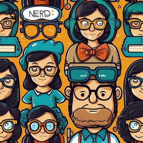 HandDrawn Nerd Cartoon Illustration Premium AI Generated Image