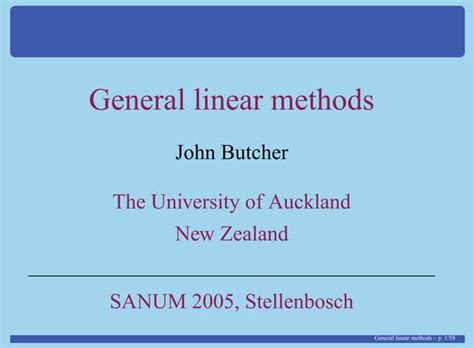 General Linear Methods Ppt