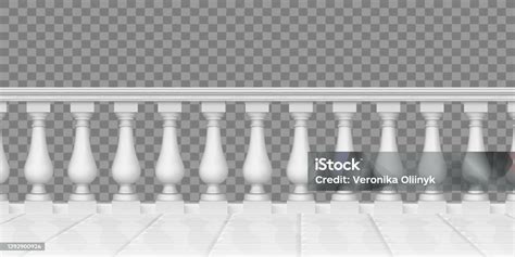 현실적인 난간 대리석 난간 테라스 현관 또는 발코니 난간 배루스터가있는 펜싱 섹션 스톤 핸드레일 벡터 일러스트레이션 세트 0명에 대한 스톡 벡터 아트 및 기타 이미지