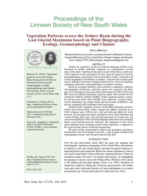 Vegetation Patterns Across The Sydney Basin During The Last Glacial Maximum Based On Plant
