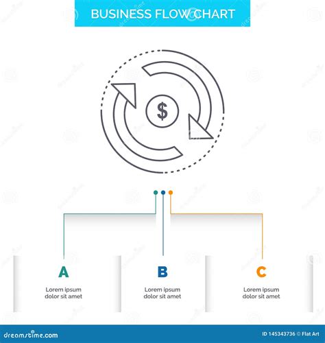 Circulation Finance Flow Market Money Business Flow Chart Design With 3 Steps Line Icon For