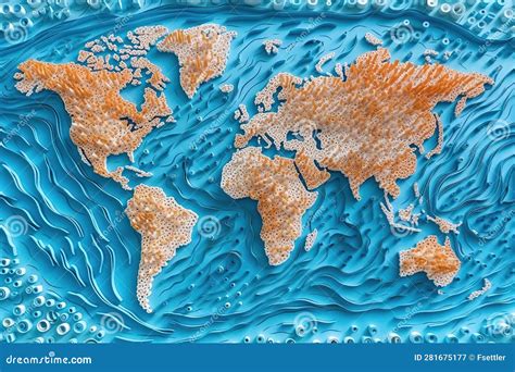 The Fancy Stylized World Map Executed In Style Quilling Stock Illustration Illustration Of