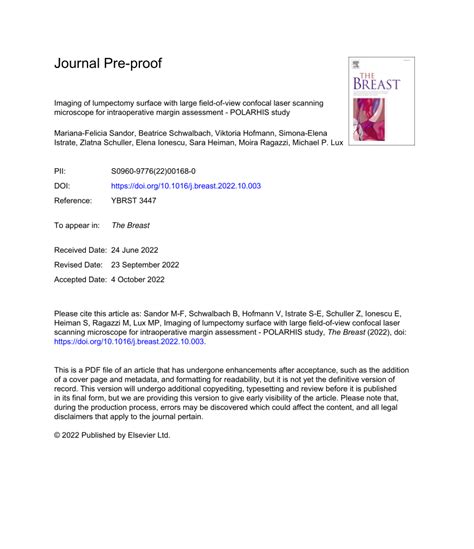 Pdf Imaging Of Lumpectomy Surface With Large Field Of View Confocal Laser Scanning Microscope