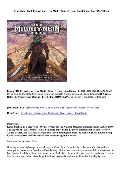 Download Book Critical Role The Mighty Nein Origins Fjord Stone