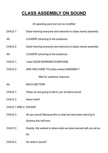 Assembly Script Sound Teaching Resources