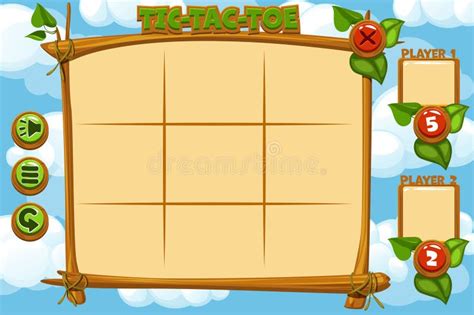 Empty Interface Tic Tac Toe Game Ui For Your 2d Game Design Board Logic Game Ui Stock Vector