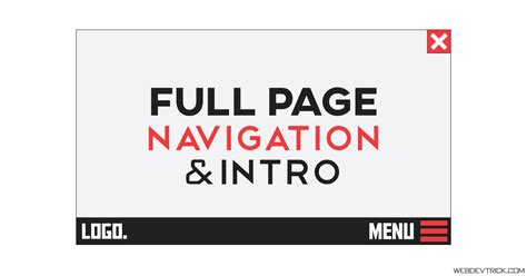 Css Full Page Navigation With Javascript Html Full Page Intro