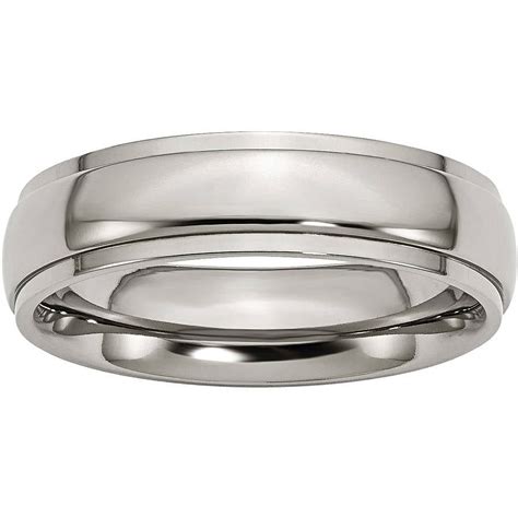 Titanium Ridged Edge 6mm Polished Band
