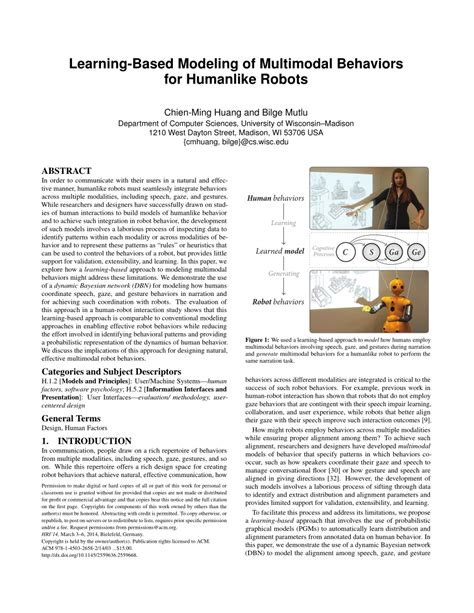 Pdf Learning Based Modeling Of Multimodal Behaviors For Humanlike Robots