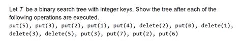 Solved Let T Be A Binary Search Tree With Integer Keys Show