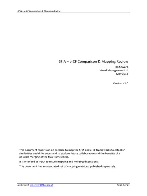 Sfia E Cf Comparison Mapping Report V10 Pdf