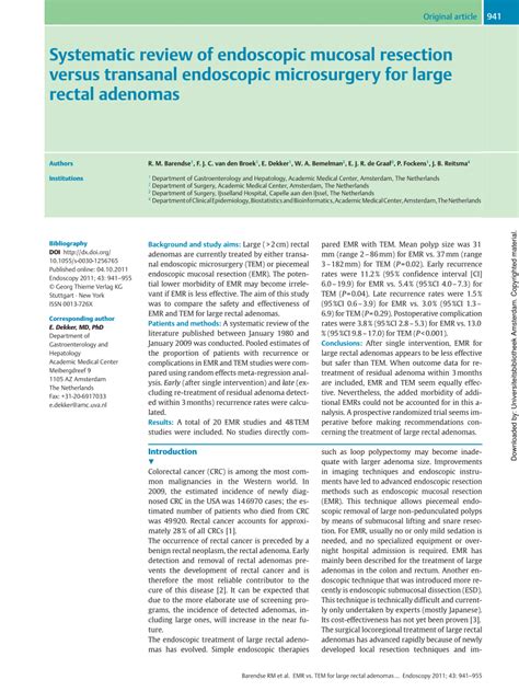 Pdf Systematic Review Of Endoscopic Mucosal Resection Versus