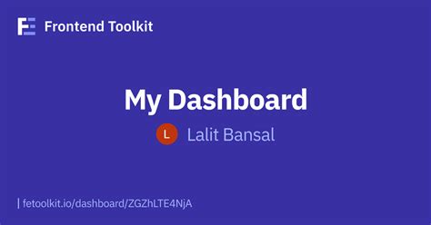 My Dashboard Frontend Toolkit