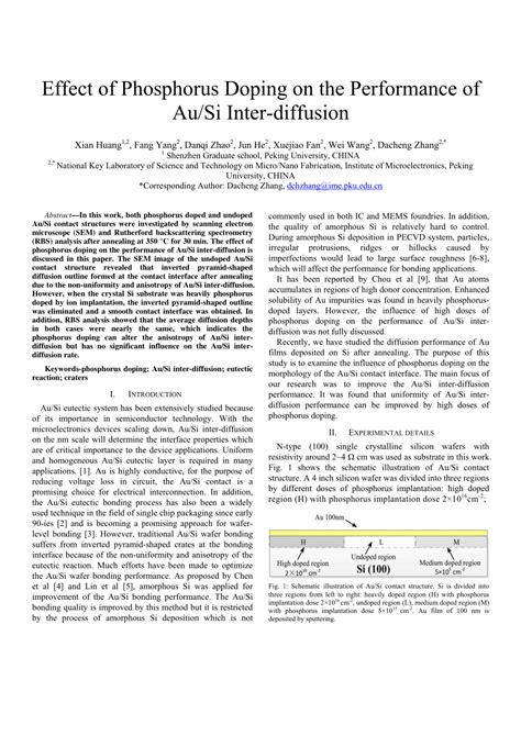 Pdf Effect Of Phosphorus Doping On The Performance Of Au Si Inter Diffusion