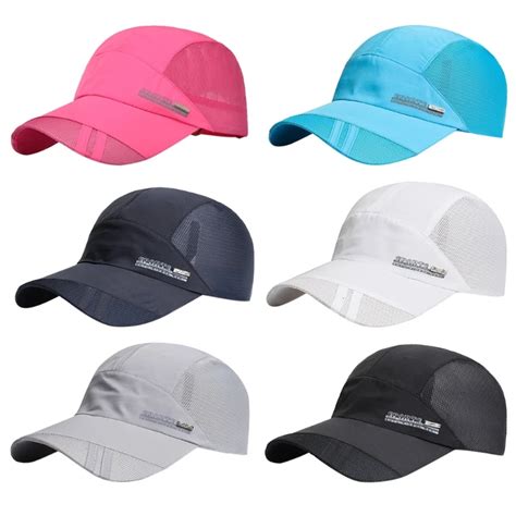 남성 여성 빠른 건조 야외 스포츠 러닝 캡 야구 메쉬 모자 바이저 드롭 배송 Aliexpress
