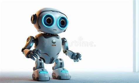 little robot as home assistant with artificial intelligence on plain white background