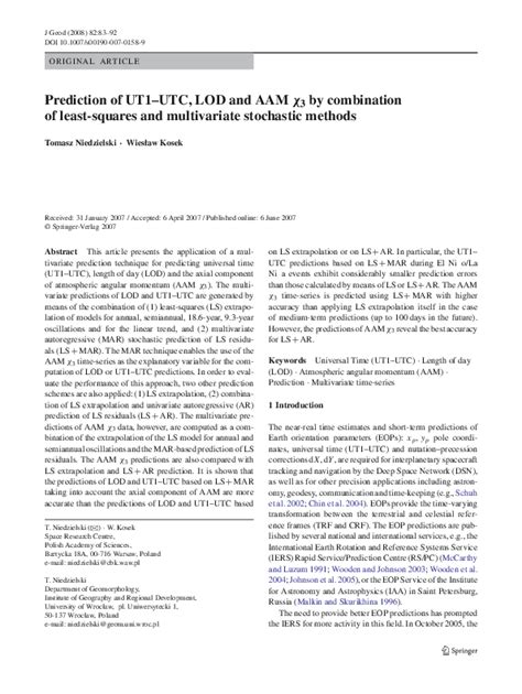 Prediction Of Ut1utc Lod And Aam χ 3 By Combination Of Least Squares And Multivariate