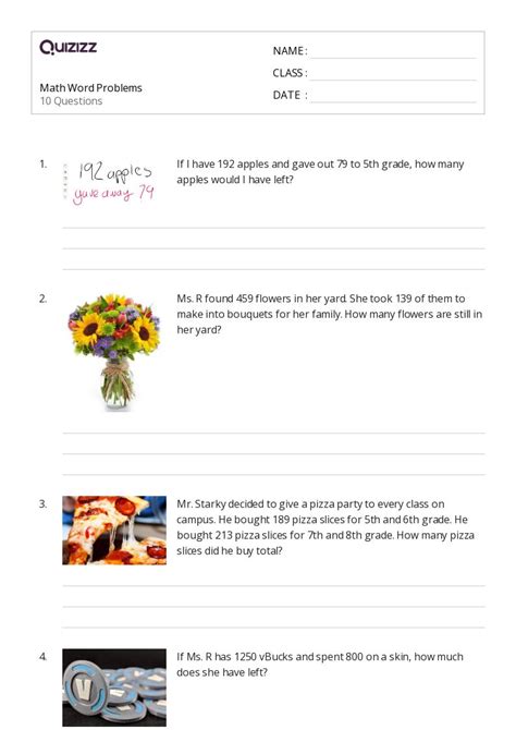 50 Math Word Problems Worksheets For 5th Grade On Quizizz Free