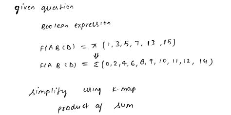 Answered Question 05 Simplify The Following Boolean Expression To Product Of Sum Form Using K