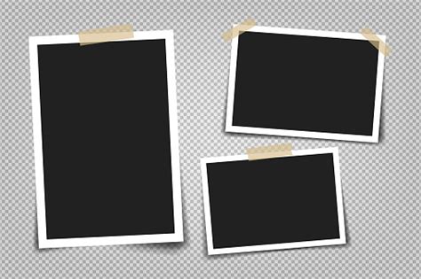 다른 색상과 종이 클립의 접착 테이프와 사진 프레임입니다 투명한 배경에 다른 크기의 사진 현실적인 벡터 메이크업 0명에 대한 스톡 벡터 아트 및 기타 이미지 Istock