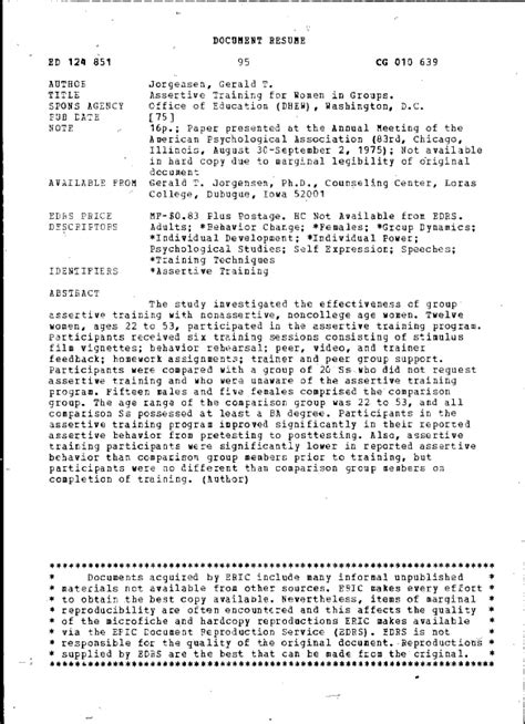 Pdf Assertive Training For Women In Groups