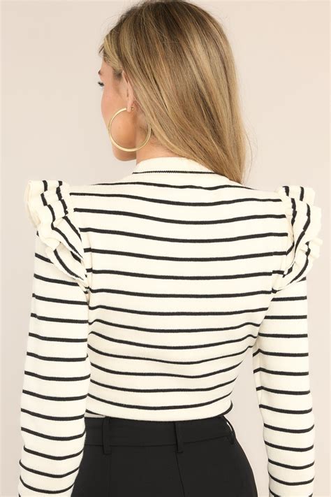 Refreshing Breeze Black And White Striped Bodysuit All Tops Red Dress