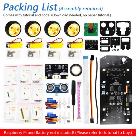 Freenove 4wd Smart Car Kit For Raspberry Pi 5 4 B 3 B Zero 2 W