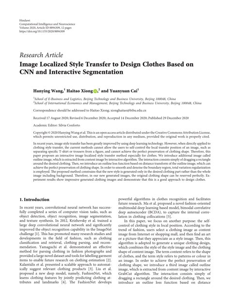 Pdf Image Localized Style Transfer To Design Clothes Based On Cnn And