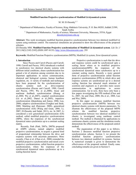 pdf modified function projective synchronization of modified lü