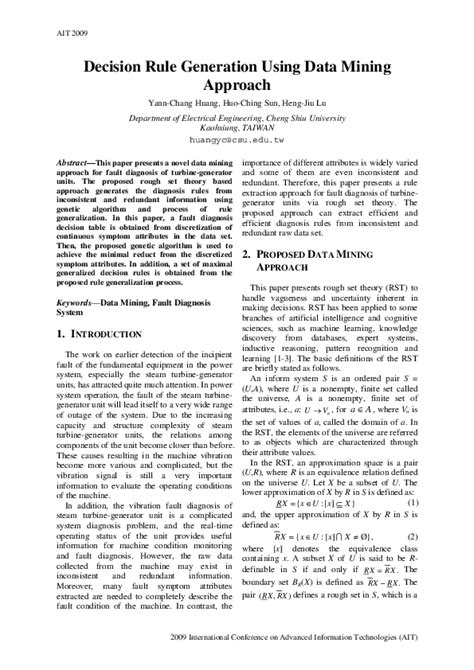 Pdf Decision Rule Generation Using Data Mining Approach