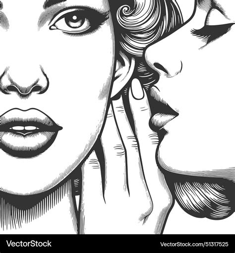 Pin Up Girls Whispering Secrets Sketch Royalty Free Vector