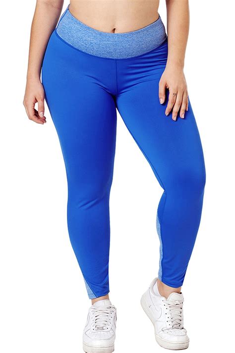 Royal Blue Heathered Splice Plus Size Yoga Pants Plus Size Yoga Plus Size Leggings Blue Yoga