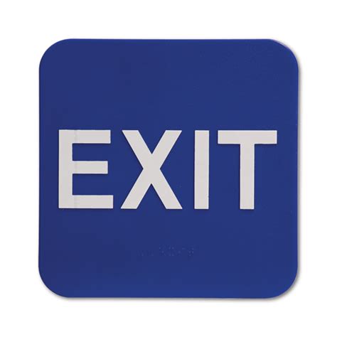 X Blue Exit ADA Braille Sign CustomSigns Com