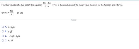 Solved Find The Value S Of C That Satisfy The Equation Chegg Com