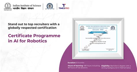 Join Iisc Bangalore Certificate Programme In Ai For Robotics In 2024 Timespro Executive