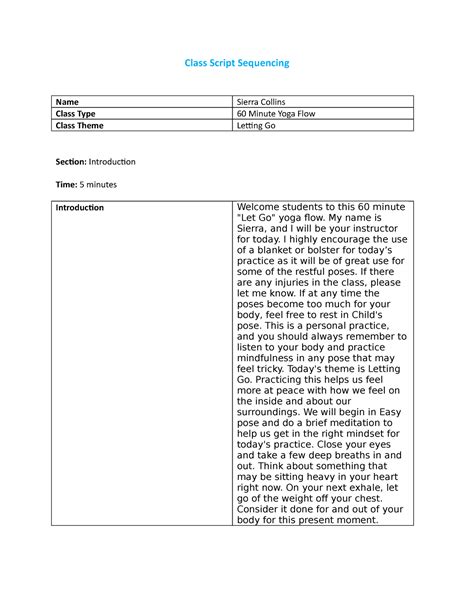 Class Script Sequencing My Name Is Sierra And I Will Be Your