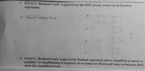 Solved 2 Clo 3 Booleancomb Logic Given The Sop Circuit
